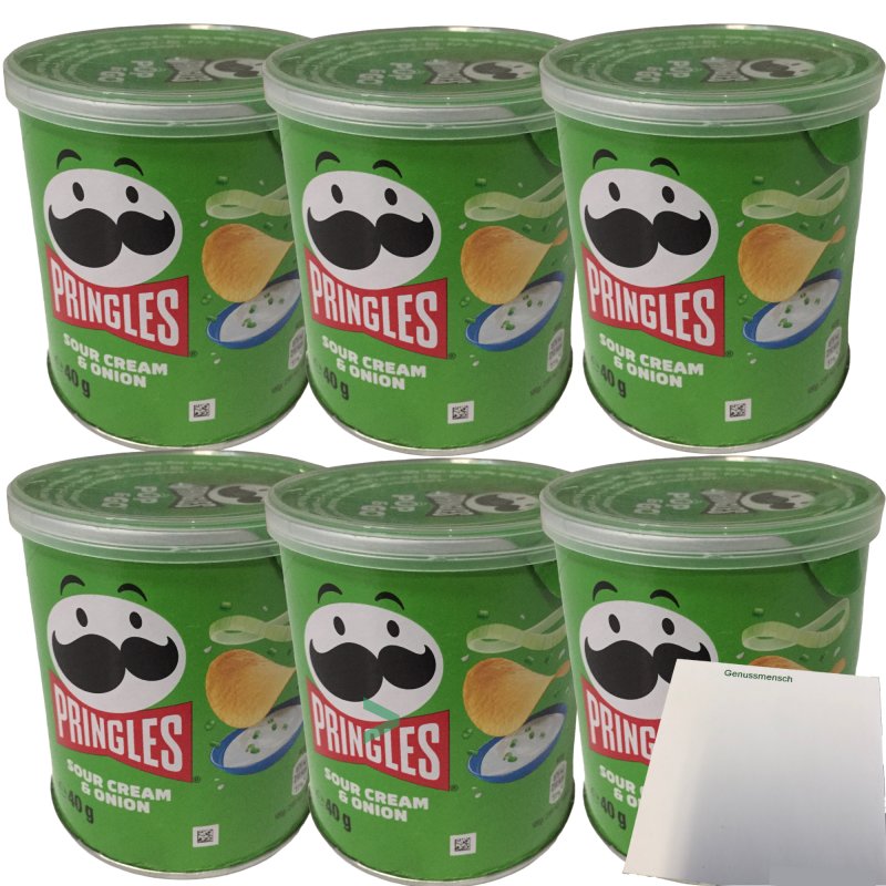 Pringles Sour Cream & Onion Chips Stapelchips 6er (6x40g Packung) + u