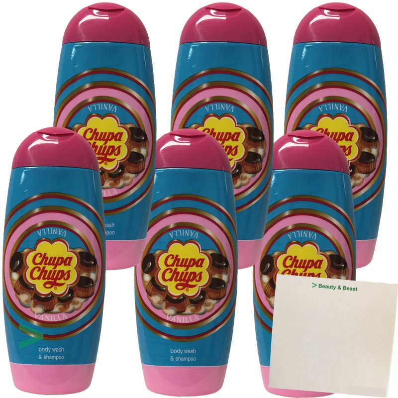 Chupa Chups 2in1 Duschgel und Shampoo Vanille Cookie 6er Pack (6x 250