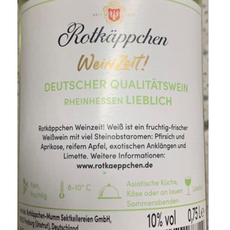Rotkäppchen Weinzeit Weiß lieblich Weißwein 10% vol. 1er Pack (1x750m