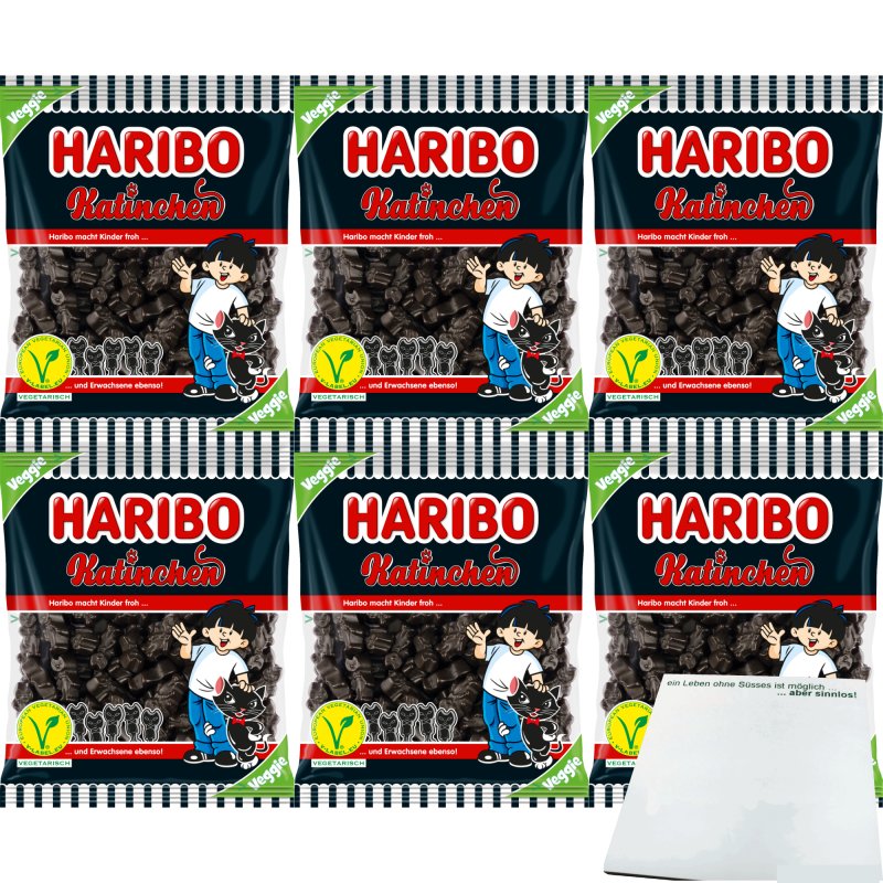 Haribo Katinchen Veggi 6er Pack (6x175g Beutel) + usy Block