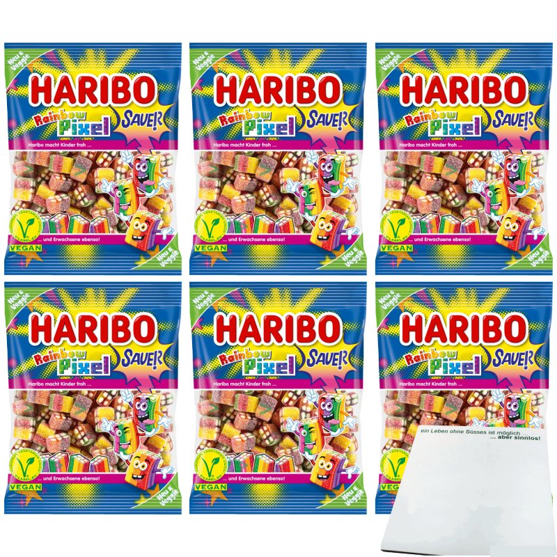 Haribo Rainbow Pixel Sauer 6er Pack (6x160g Packung) + usy Block