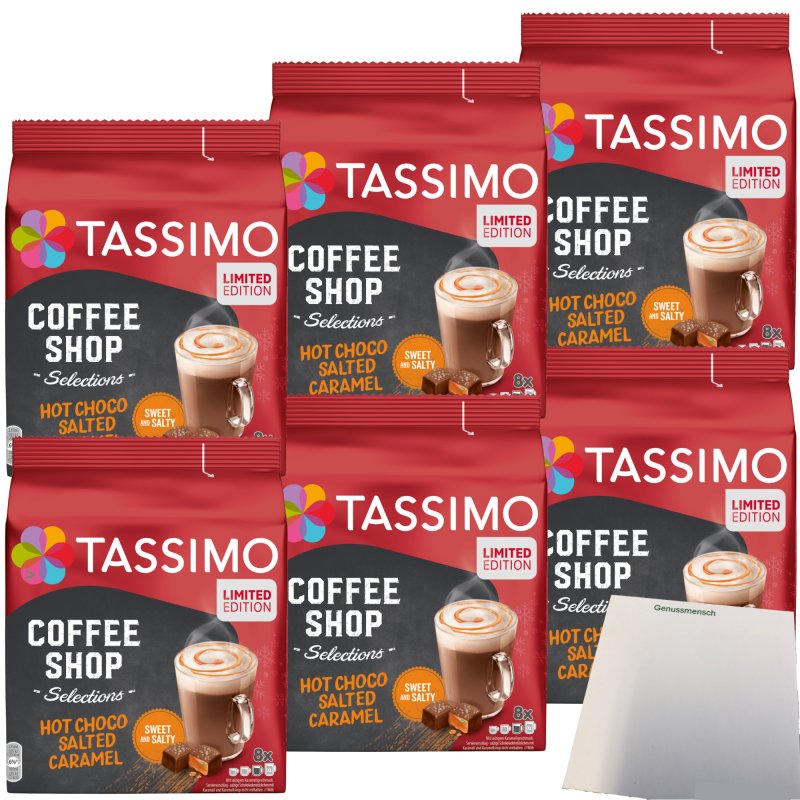 TASSIMO Hot Choco Salted Caramel Coffee Shop Selections 6er Pack (6x8