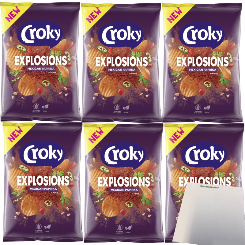 Croky Explosions Mexican Paprika 6er Pack (6x150g Tüte) + usy Block