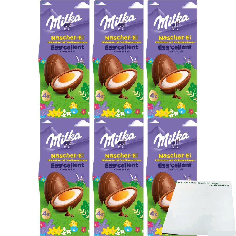 Milka Nascher-Ei 6er Pack (6x124g Packung) + usy Block