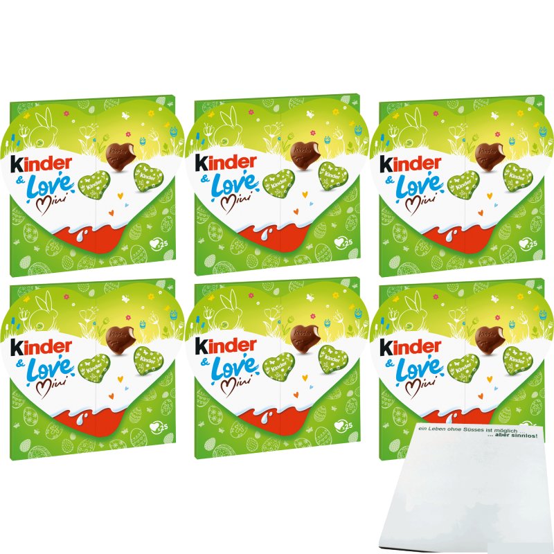 kinder & Love Mini Herzen Ostern 6er Pack (6x107g Packung) + usy Bloc