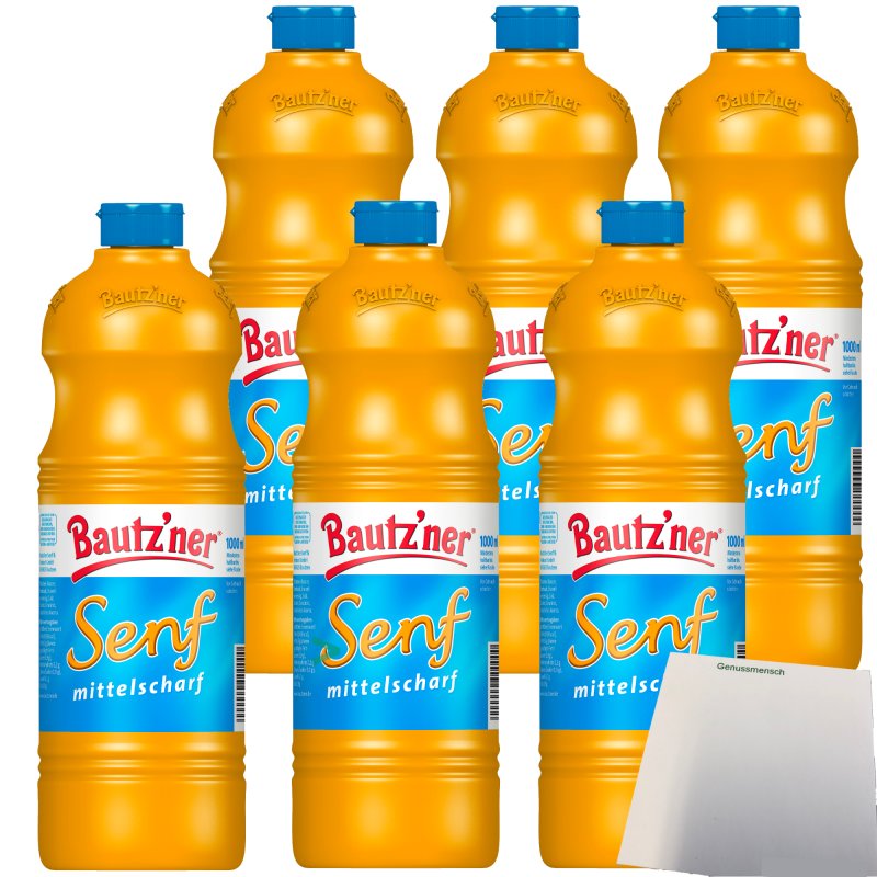 Bautzner Senf mittelscharf in der Tube 6er Pack (6x1 Liter) + usy Blo