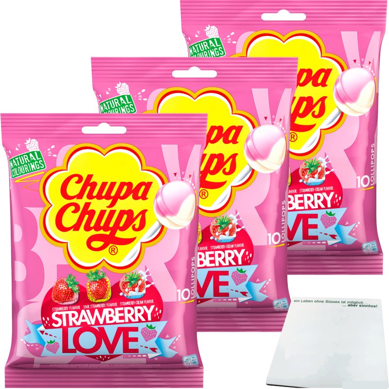 Chupa Chups Strawberry Love 3er Pack (3x120g Packung) + usy Block