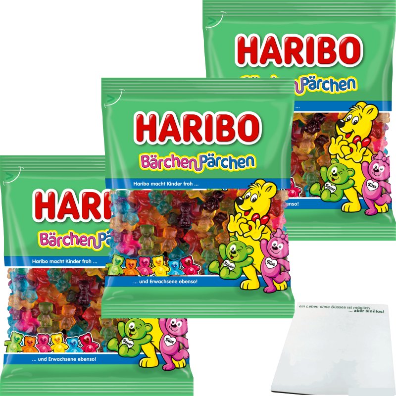 Haribo Bärchen-Pärchen 3er Pack (3x160g Packung) + usy Block