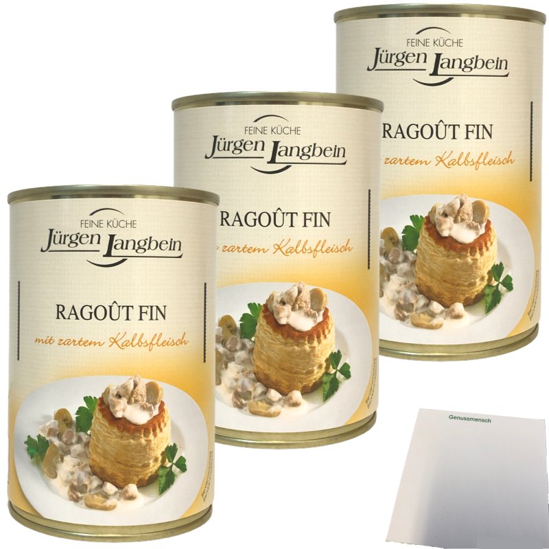 Jürgen Langbein Ragout Fin mit zartem Kalbsfleisch 3er Pack (3x400g D