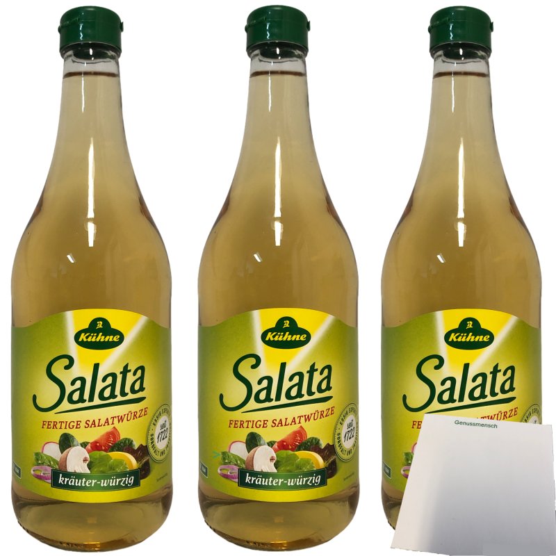 Kühne Salata Fertige Salatwürze auf Essigbasis 3er Pack (3x750ml Flas