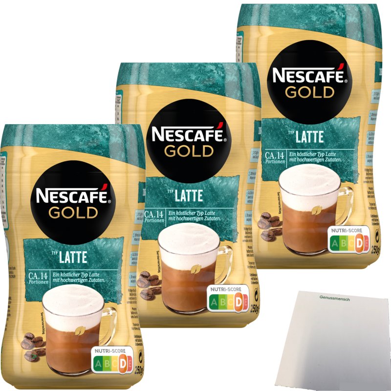 Nescafé Gold Instant Kaffee Typ Latte Macchiato 3er Pack (3x250g Dose