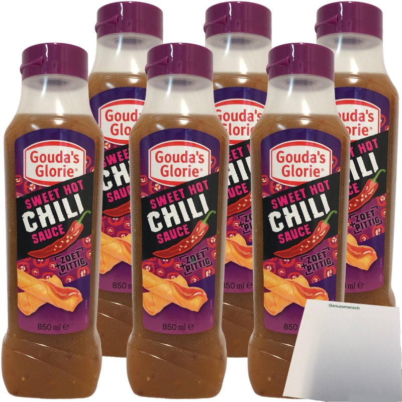 Gouda's Glorie Sweet Hot Chili Sauce 6er Pack (6x850ml Flasche) + usy