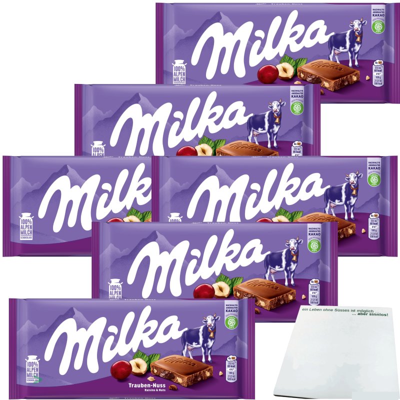 Milka Trauben-Nuss Alpenmilch-Schokolade mit Rosinen und Haselnüssen