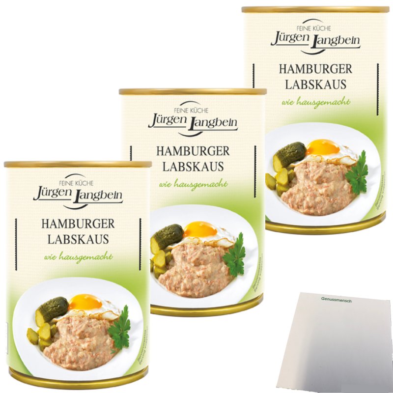 Jürgen Langbein Hamburger Labskaus 3er Pack (3x400g Dose) + usy Block