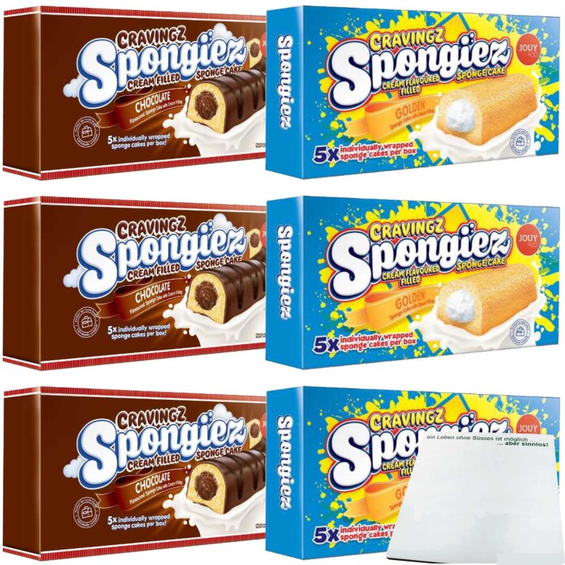 Jouy&Co Cravingz Spongiez Pack, Biskuit-Snacks 3x mit Vanillecreme, 3