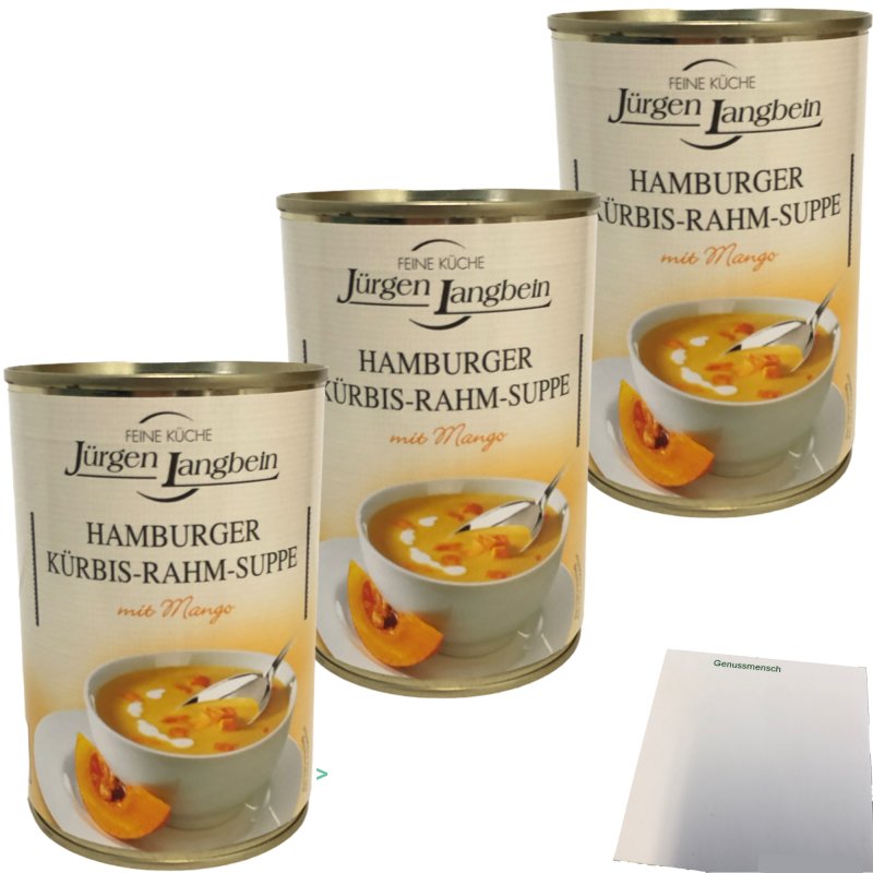 Jürgen Langbein Hamburger Kürbis-Rahm-Suppe 3er Pack (3x400ml Dose)