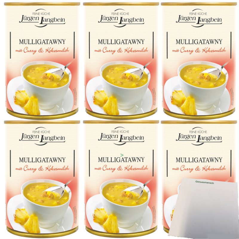 Jürgen Langbein Mulligatawny mit Curry + Kokosmilch 6er Pack (6x400ml