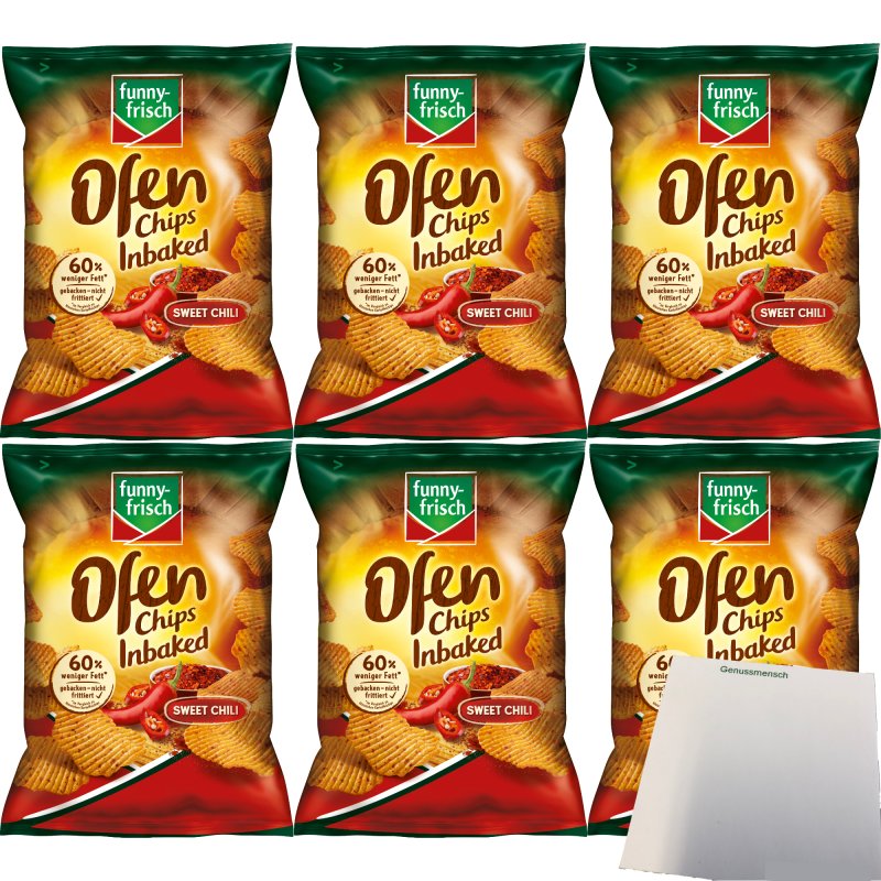 funny-frisch Ofenchips Sweet Chili 6er Pack (6x125g Tüte) + usy Block