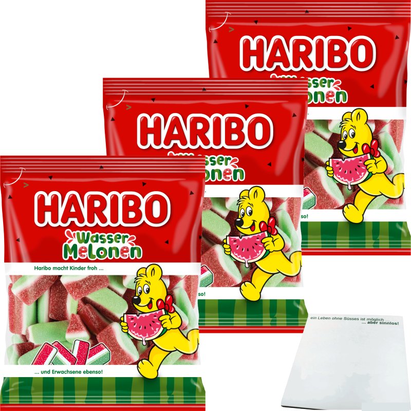 Haribo Wassermelonen 3er Pack (3x160g Packung) + usy Block