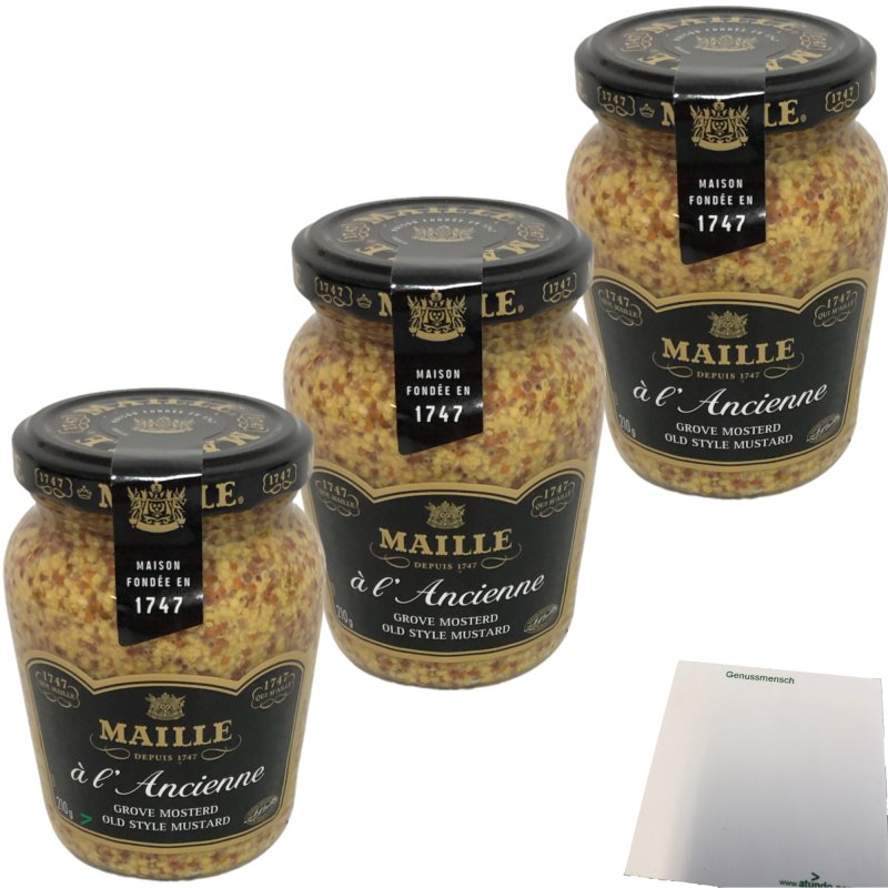 Maille Dijon à l Ancienne Senf nach alter Art grober Senf 3er Pack (3