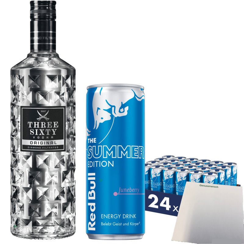 Red Bull Juneberry 1er Tray (24x250ml) + 0,7 Liter Three Sixty Vodka