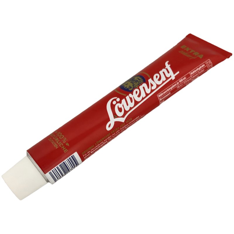 Löwensenf Extra scharf Senf 6er Pack (6x100ml Tube) + usy Block