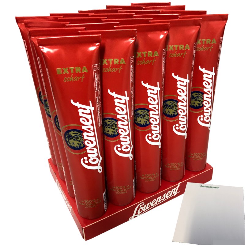 Löwensenf Extra scharf Senf 20er Pack (20x100ml Tube) + usy Block