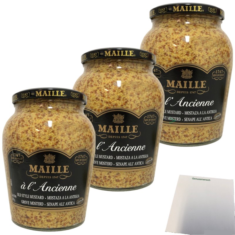 Maille Dijon à l Ancienne Senf nach alter Art grober Senf 3er Pack (3