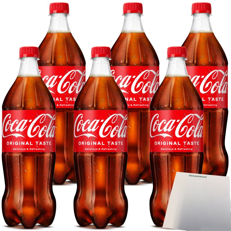 Cola-Cola Original Getränk 6er Pack (6x1 Liter PET Flasche) inkl. Ein