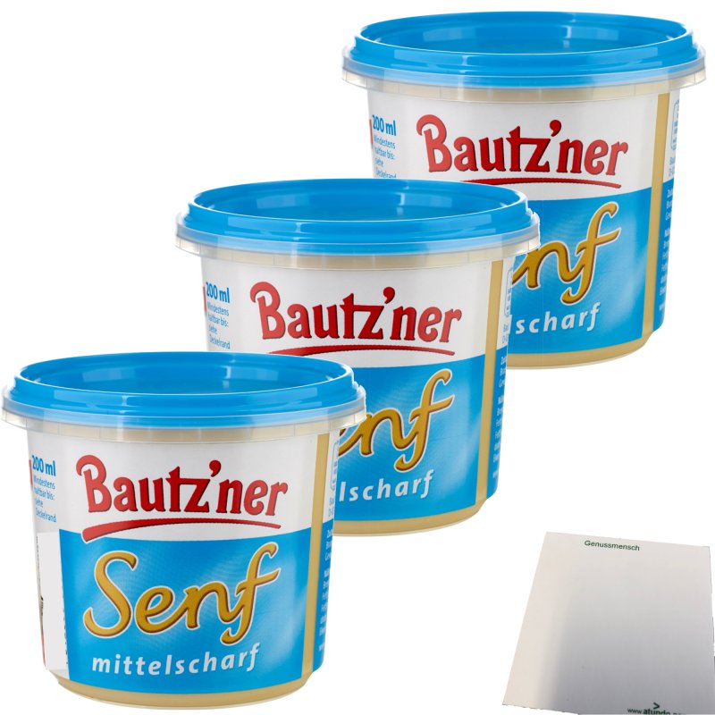 Bautzner Senf mittelscharf Rezeptur seit 1955 3er Pack (3x200ml Dose)