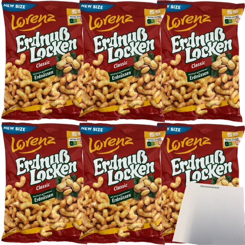 Lorenz Erdnußlocken Classic 6er Pack (6x175g Tüte) + usy Block