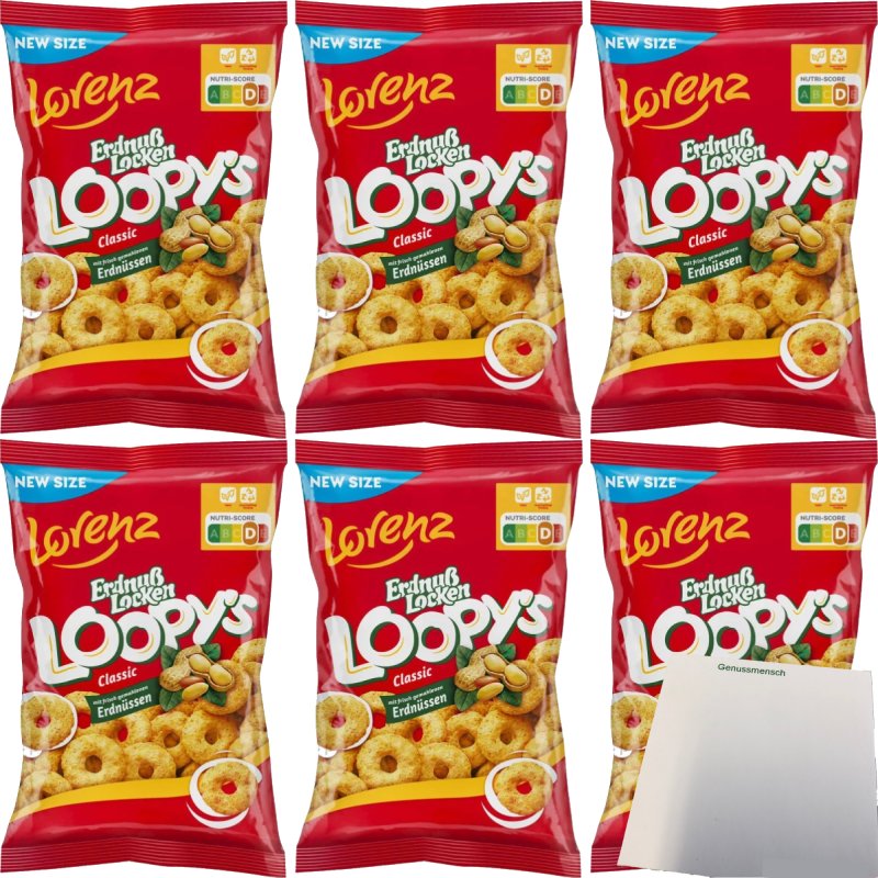 Lorenz ErdnußLocken Loopy´s Classic 6er Pack (6x130g Tüte) + usy Bloc