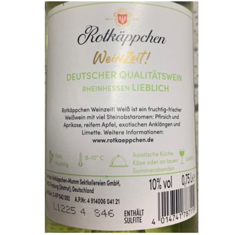 Rotkäppchen Weinzeit Weiß lieblich Weißwein 10% vol. 3er Pack (3x750m