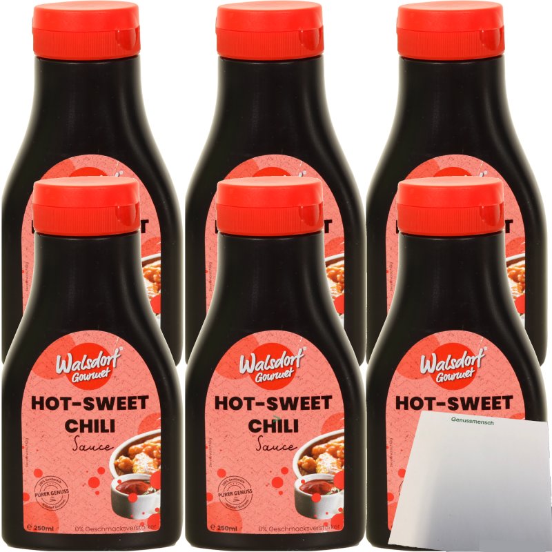 Walsdorf Gourmet Hot-Sweet Chili Sauce 6er Pack (6x250ml Tube) + usy