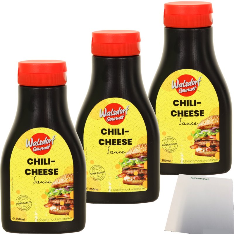 Walsdorf Gourmet Chili-Cheese Sauce 3er Pack (3x250ml Tube) + usy Blo