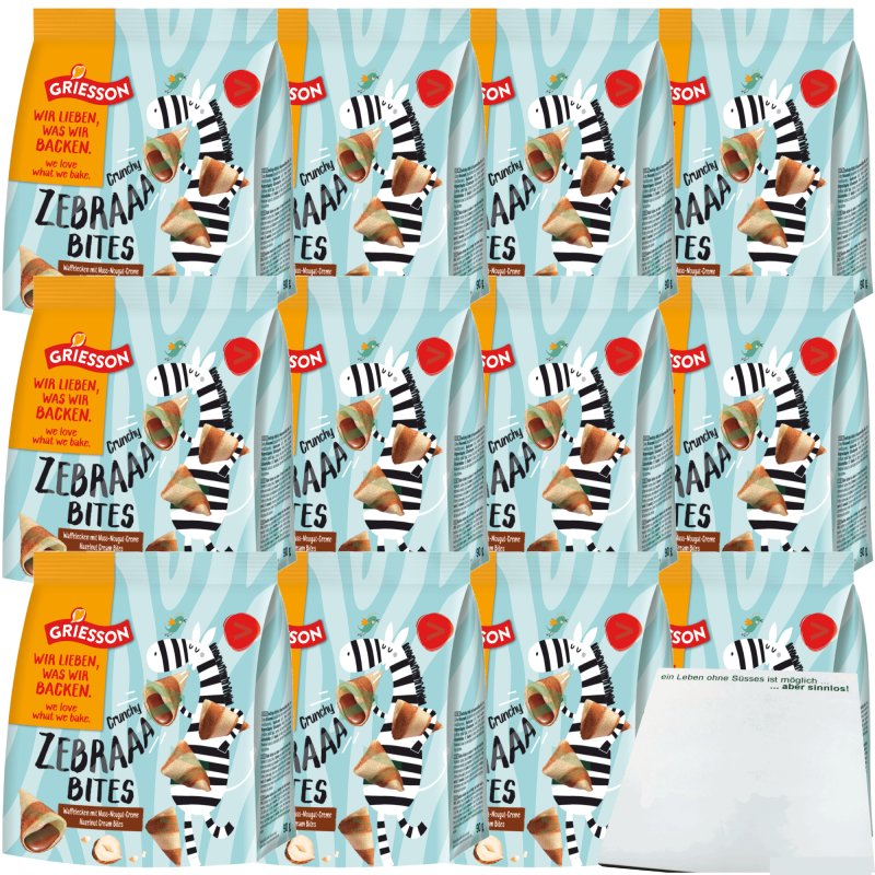 Griesson Zebraaa Bites knusperleichte Waffelröllchen 12er Pack (12x90