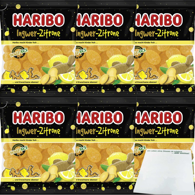 Haribo Ingwer-Zitrone 6er Pack (6x160g Beutel) + usy Block