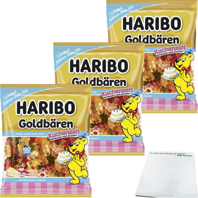 Haribo Goldbären Kuchenzeit 3er Pack (3x175g Packung) + usy Block