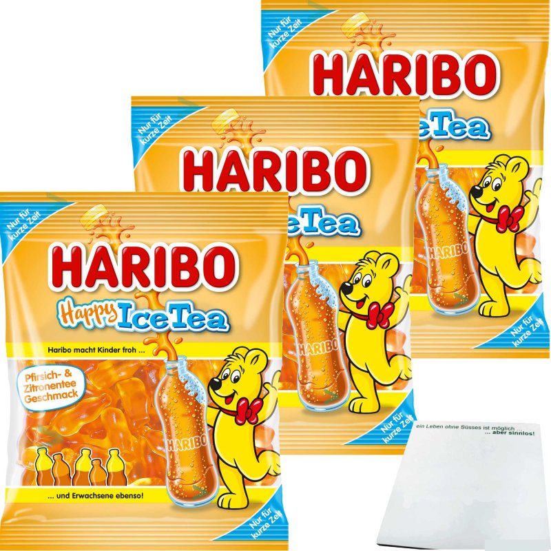 Haribo Happy Ice Tea 3er Pack (3x175g Packung) + usy Block