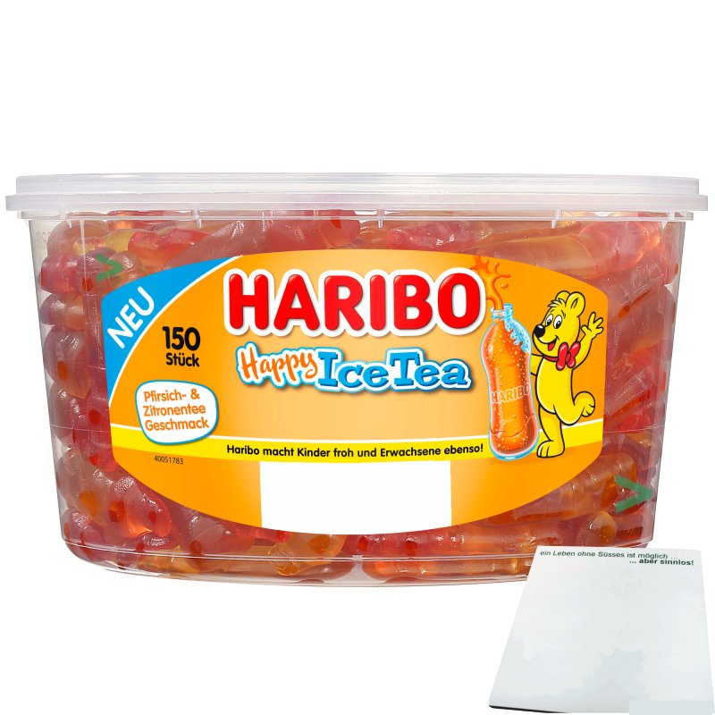 Haribo Happy Ice Tea Runddose (150 Stück) + usy Block