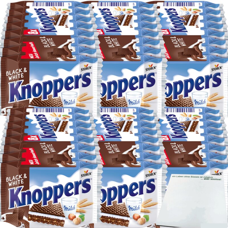 Knoppers Black and White Waffelschnitte 6er Pack (6x 8x25g Packung)