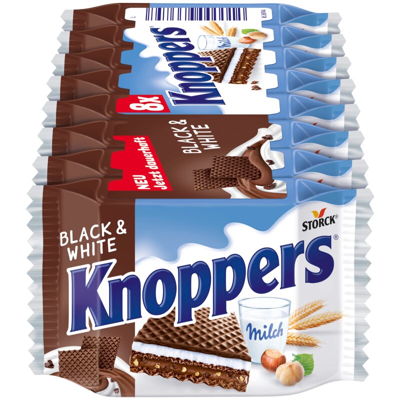 Knoppers Black and White Waffelschnitte 6er Pack (6x 8x25g Packung)