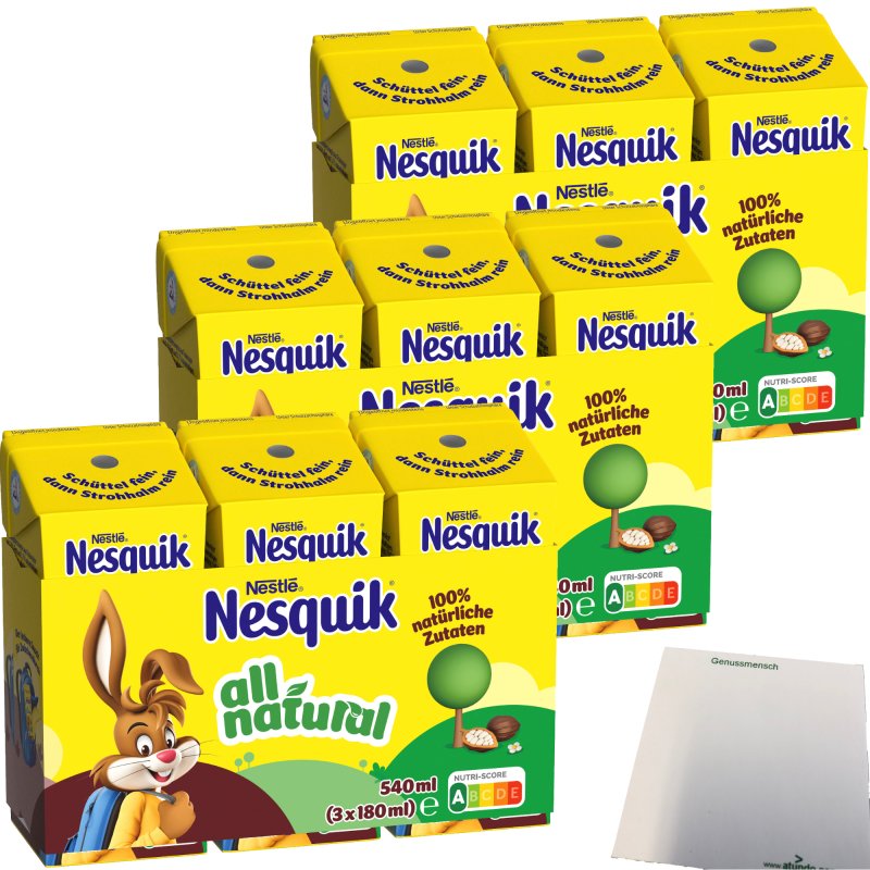 Nesquick Ready to Drink Kakao Trinkpäckchen 3er Pack (9x180ml Päckche