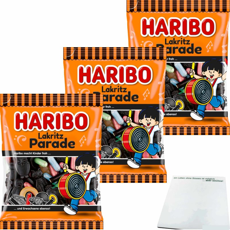 Haribo Lakritz Parade 3er Pack (3x175g Packung) + usy Block