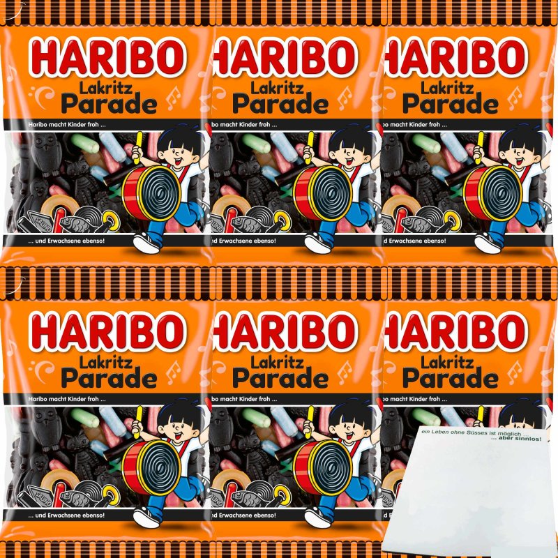 Haribo Lakritz Parade 6er Pack (6x175g Packung) + usy Block