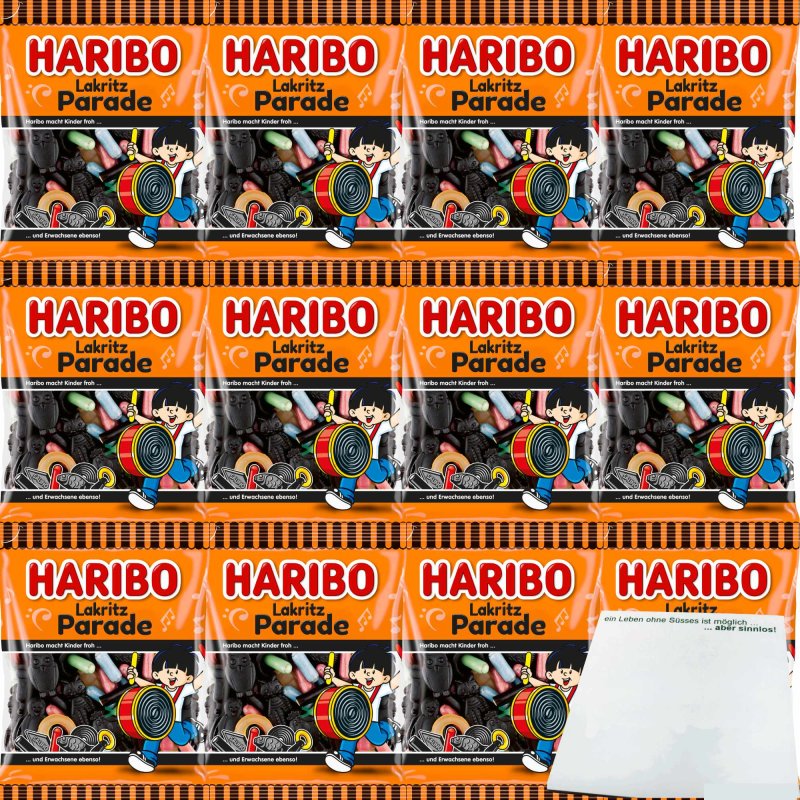 Haribo Lakritz Parade 12er Pack (12x175g Packung) + usy Block