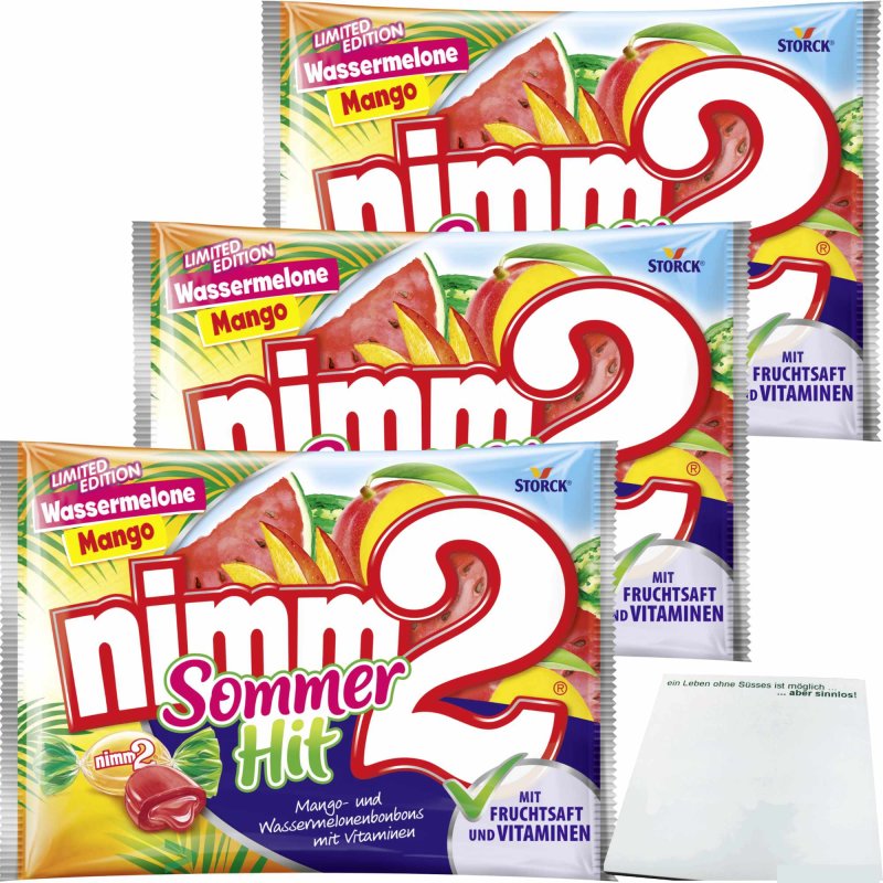 nimm2 Sommerhit Bonbons Wassermelone Mango 3er Pack (3x300g Packung)