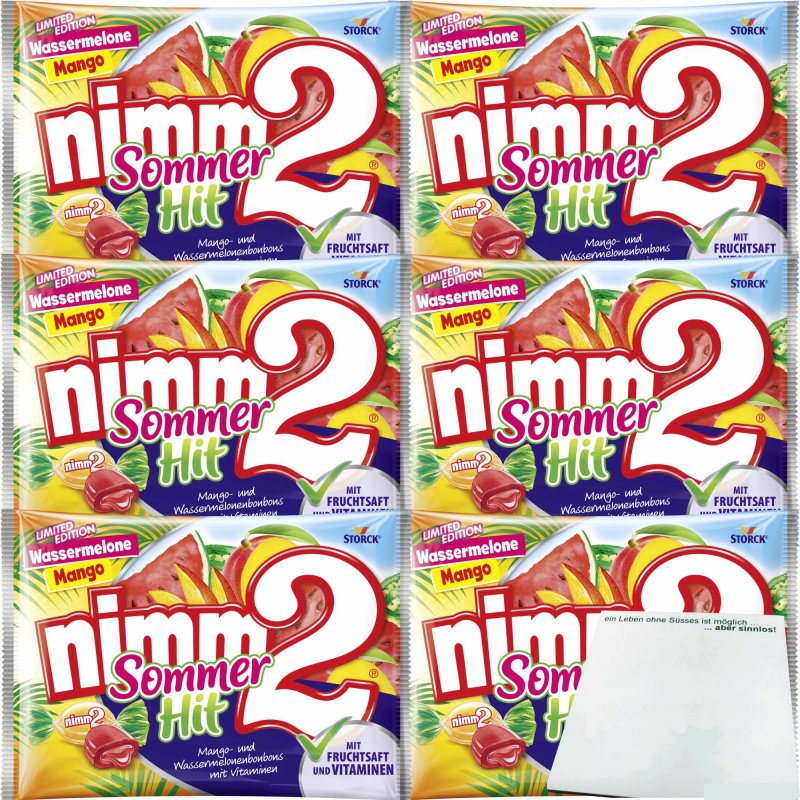nimm2 Sommerhit Bonbons Wassermelone Mango 6er Pack (6x300g Packung)