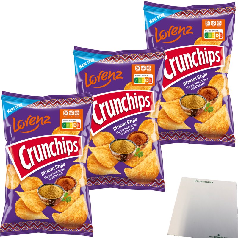 Lorenz Chips Crunchips African Style Kartoffelchips 3er Pack (3x150g