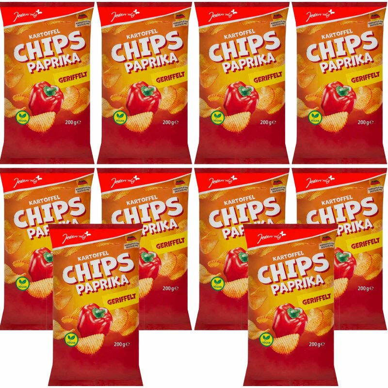 Jeden Tag Geriffelte Chips Paprika (10x200g Packung) VPE